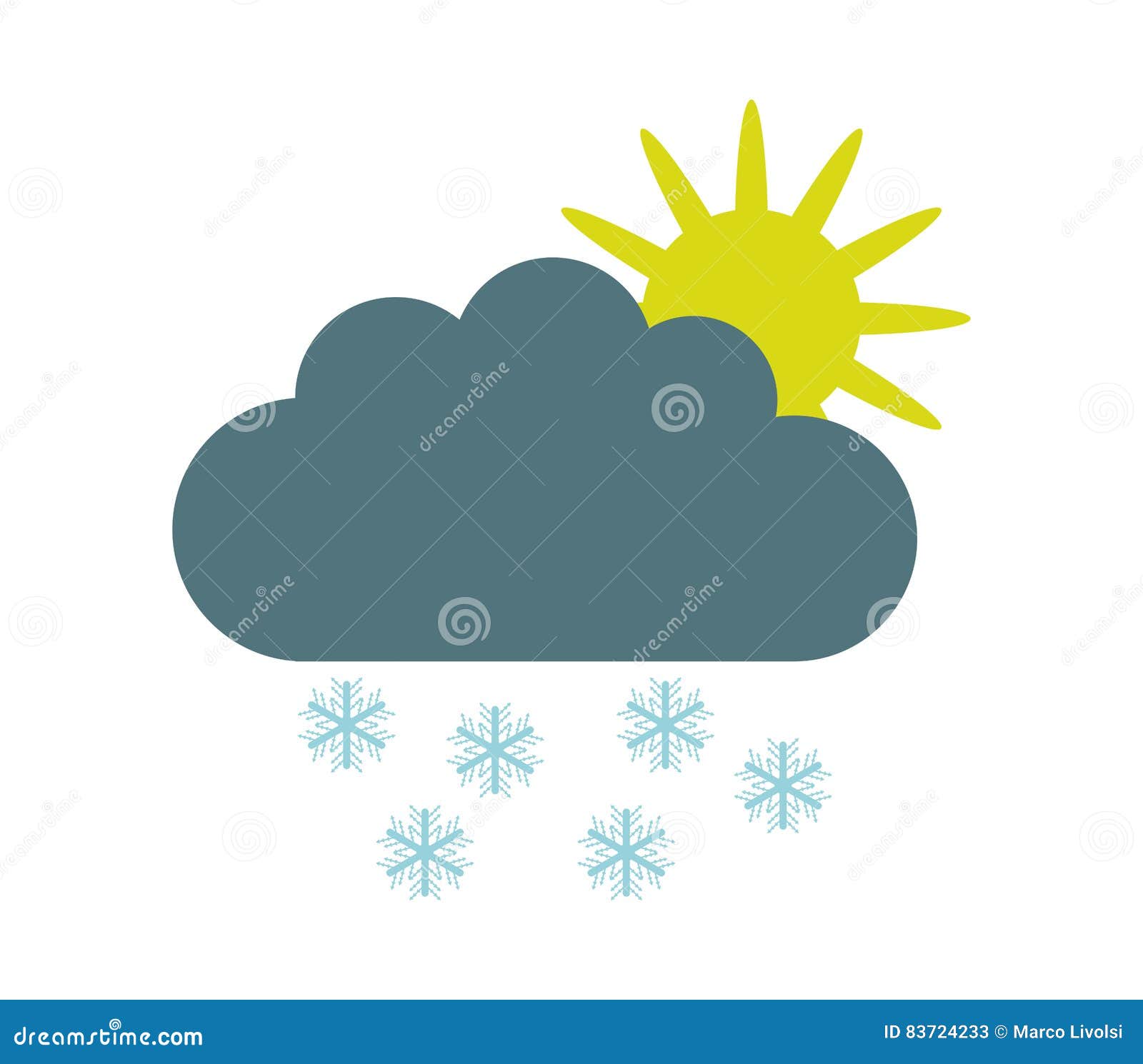 Sun Icon with Clouds and Snow Stock Illustration - Illustration of drop ...