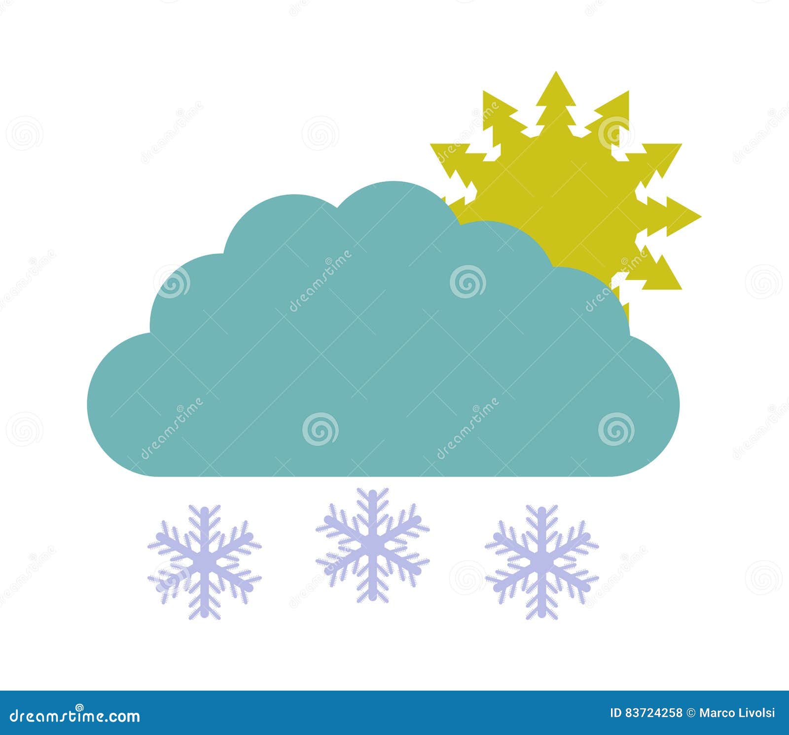 Sun Icon with Clouds and Snow Stock Illustration - Illustration of ...