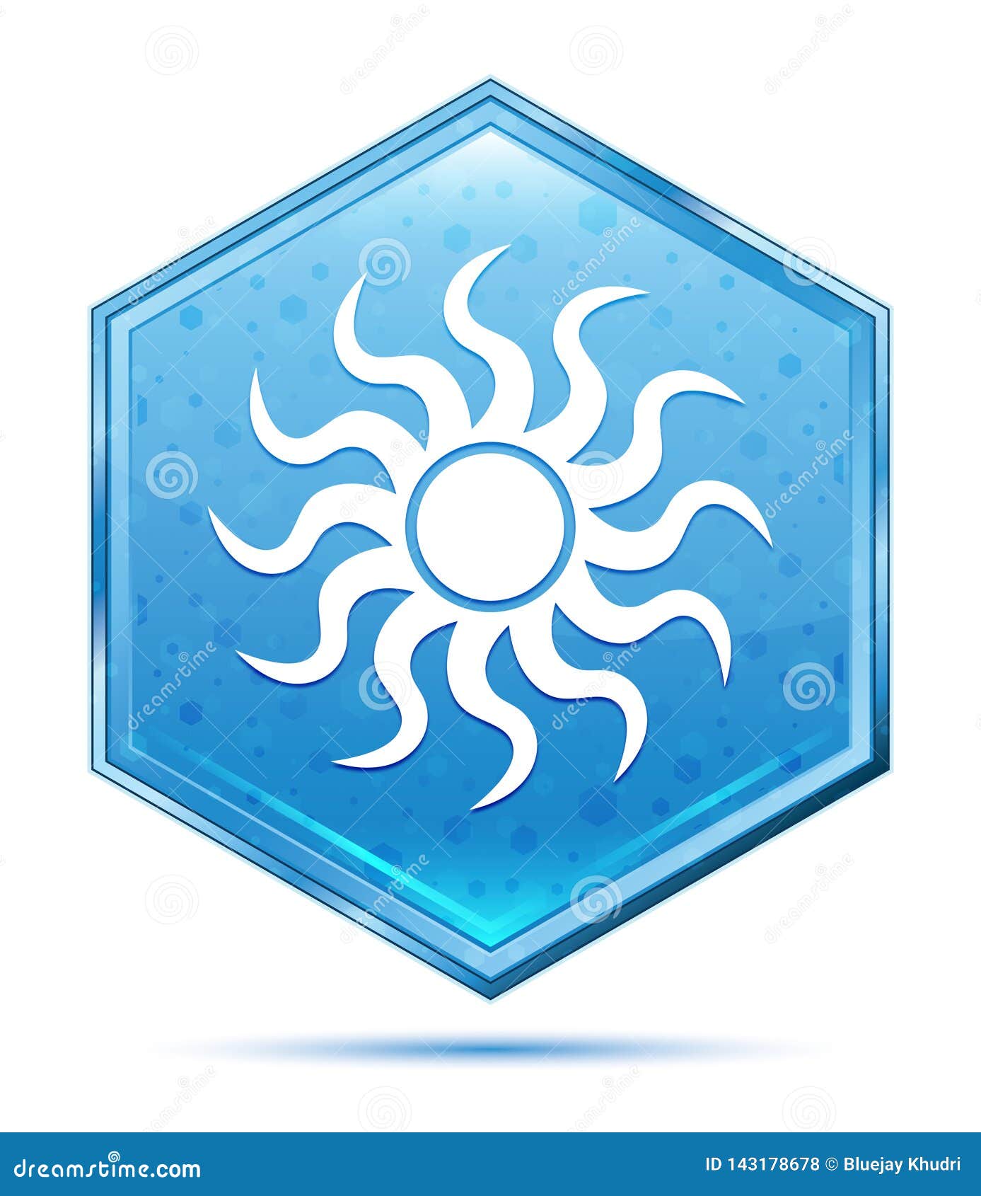 Sun Icon Crystal Blue Hexagon Button Stock Illustration - Illustration ...