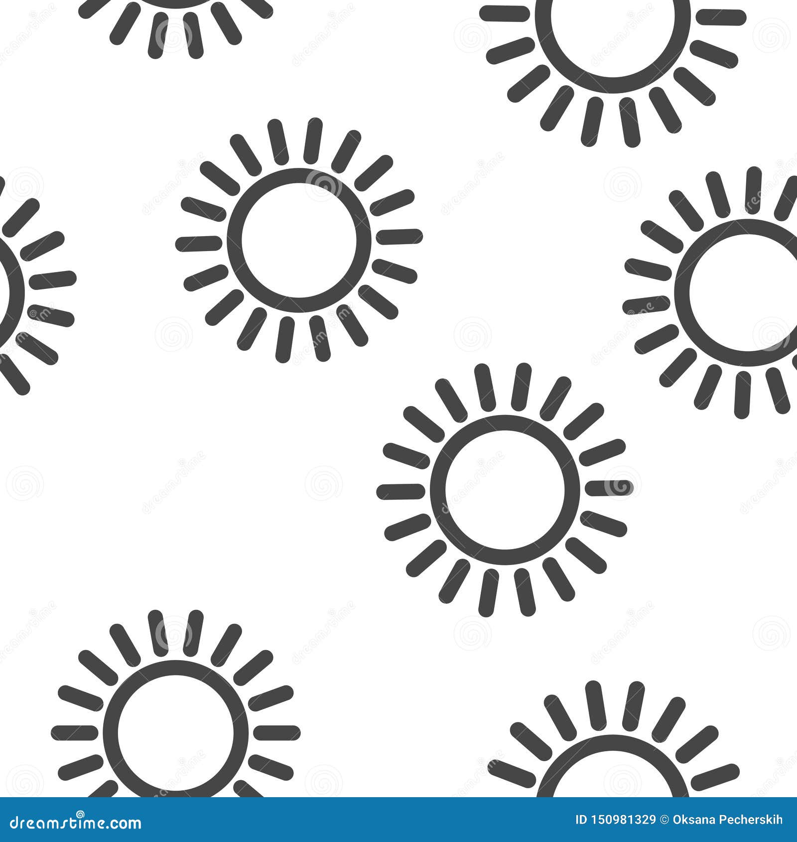 The Sun Icon. Flat Sun Icon Seamless Pattern on a White Background ...