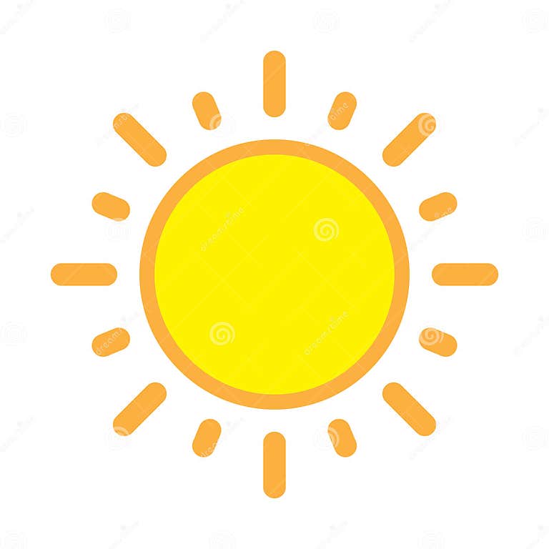 Sun Icon in Flat Style, Simple Yellow Sun. Stock Vector - Illustration ...