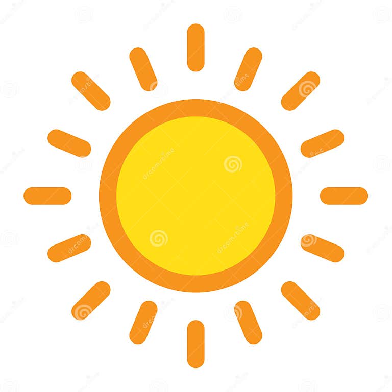 Sun Icon in Flat Style, Simple Yellow Sun. Stock Vector - Illustration ...