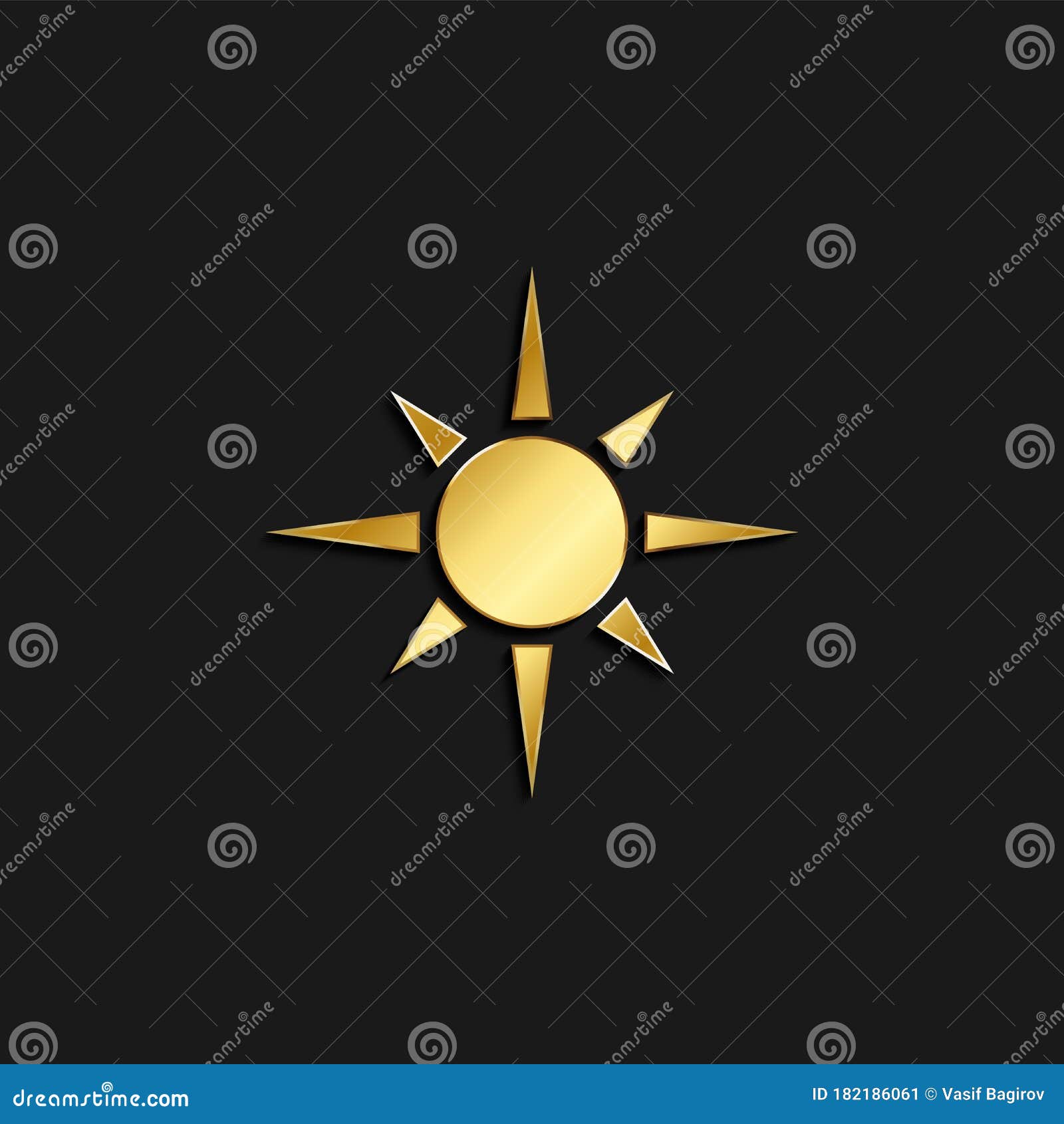 Sun, Icon Gold Icon. Vector Illustration of Golden Style Stock ...
