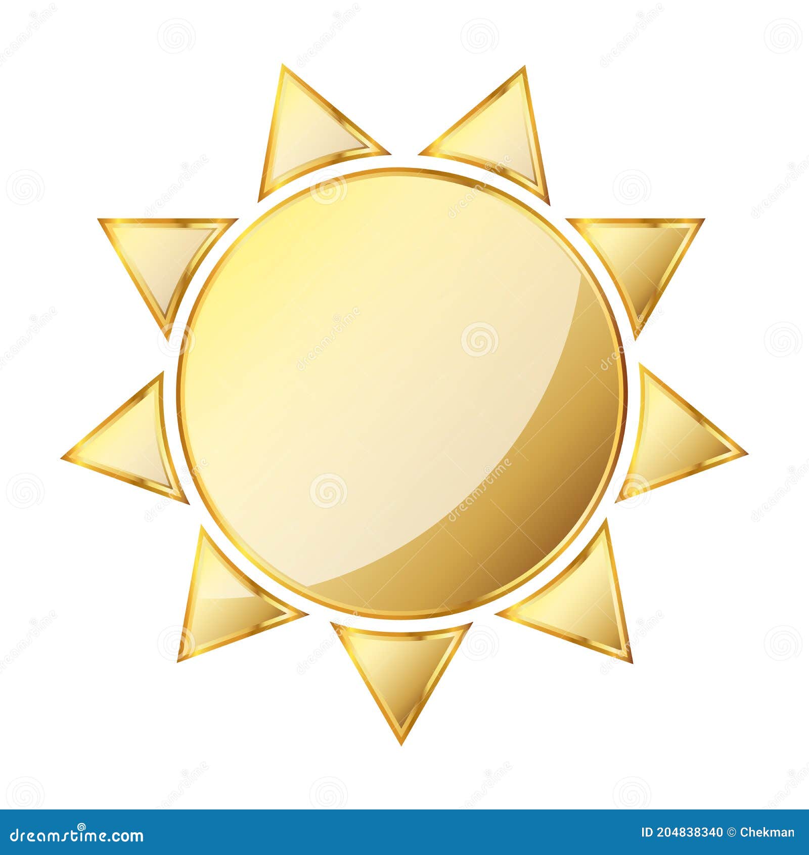 Sun Icon. Gold Vector Illustration Stock Illustration - Illustration of ...
