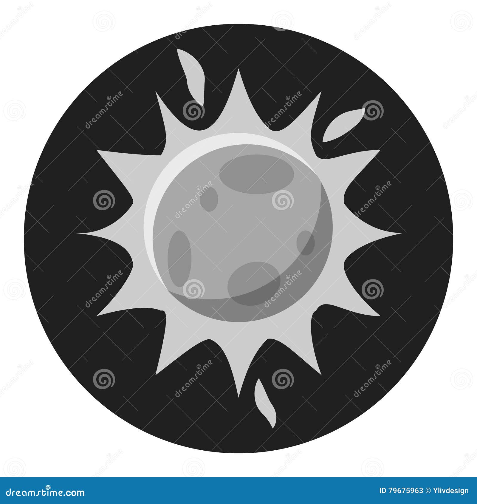Sun Icon, Gray Monochrome Style Stock Vector - Illustration of glare ...