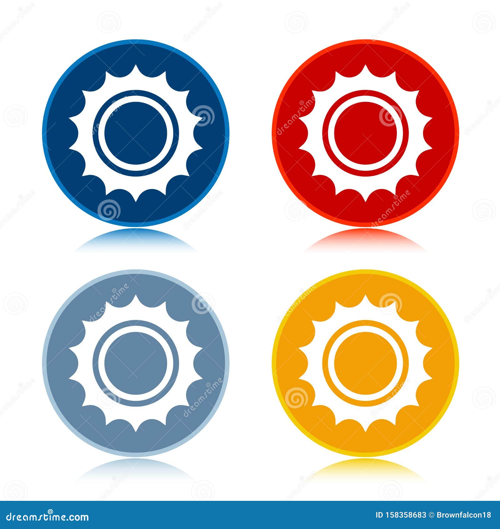 Sun Icon Trendy Flat Round Buttons Set Illustration Design Stock Vector ...