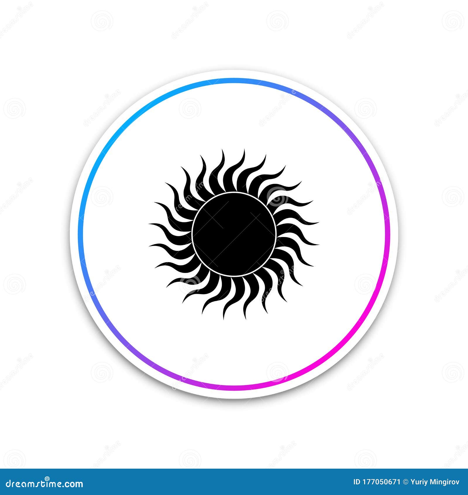 Sun Icon Isolated on White Background. Circle White Button Stock Vector ...
