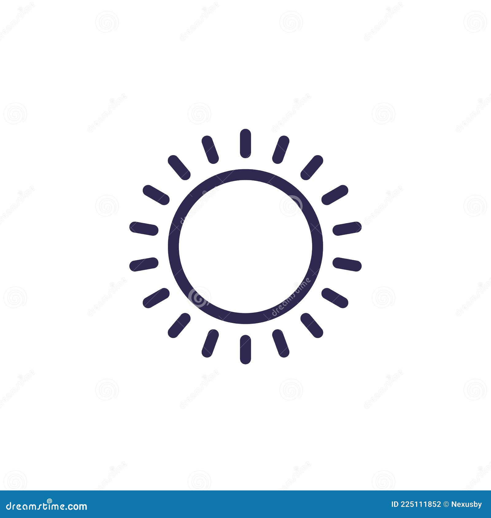 Sun Icon, Line Vector on White Stock Vector - Illustration of isolated ...