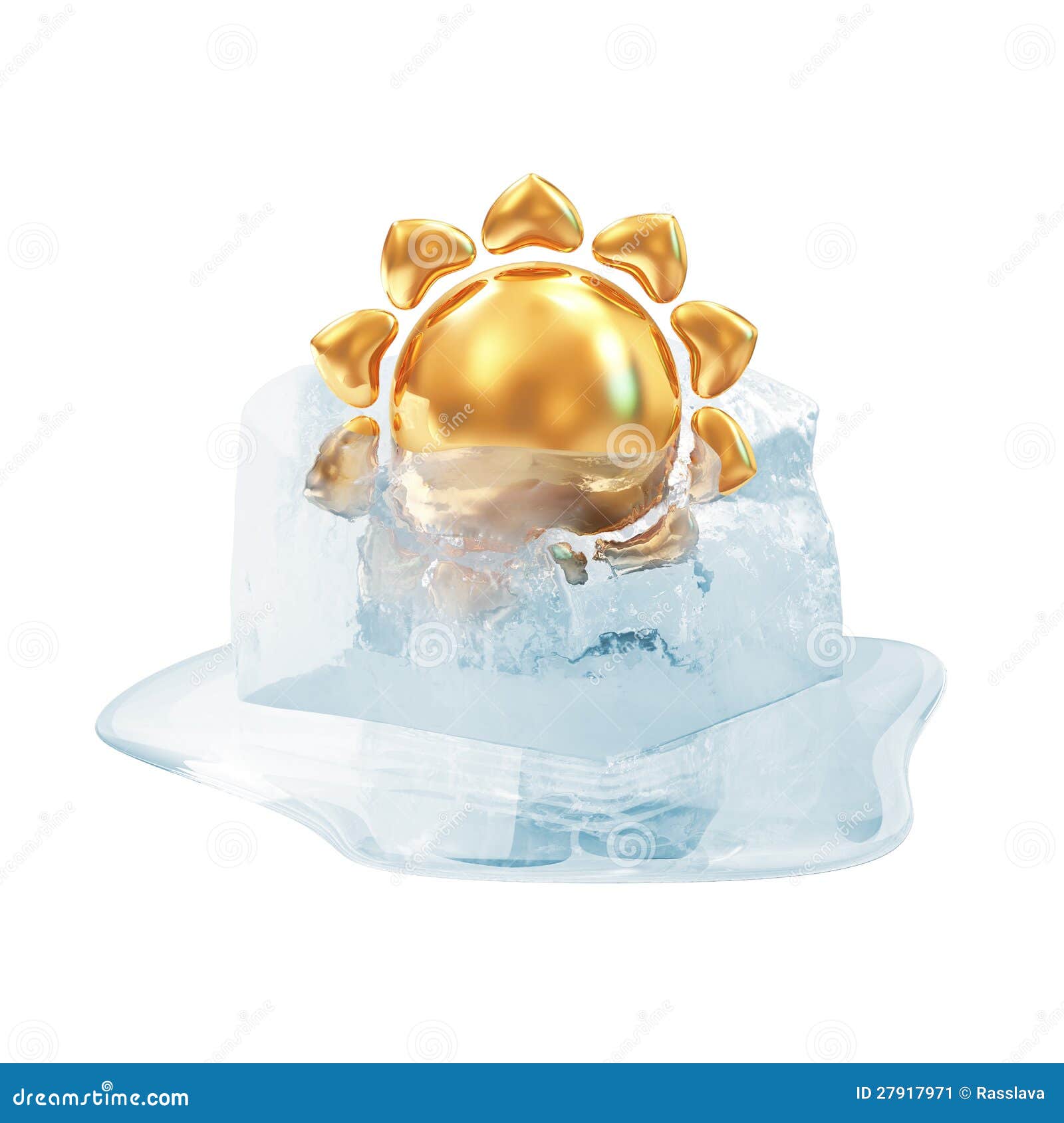 Sun Icon in Melting Ice Cube Stock Illustration - Illustration of ...