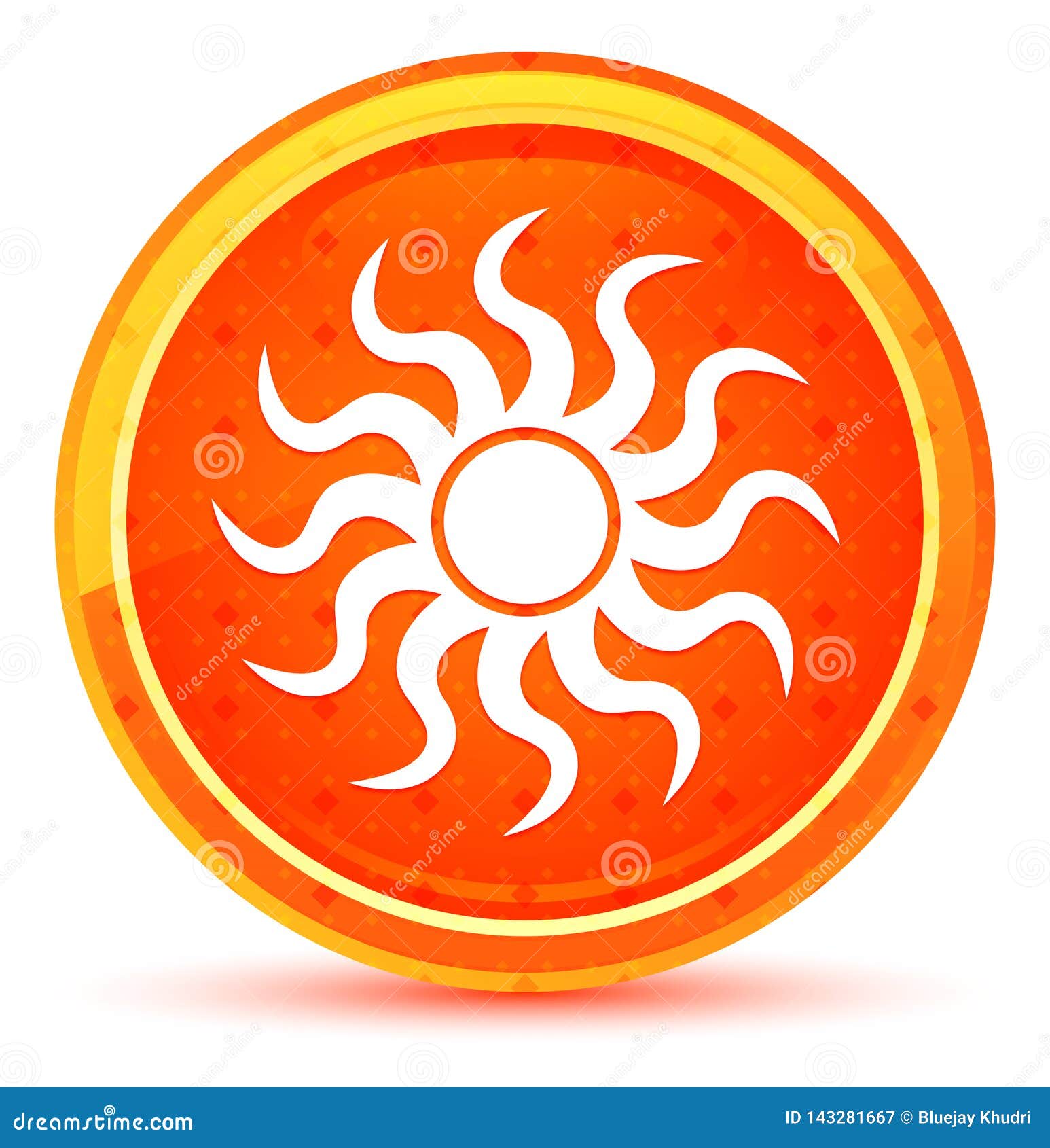 Sun Icon Natural Orange Round Button Stock Illustration - Illustration ...