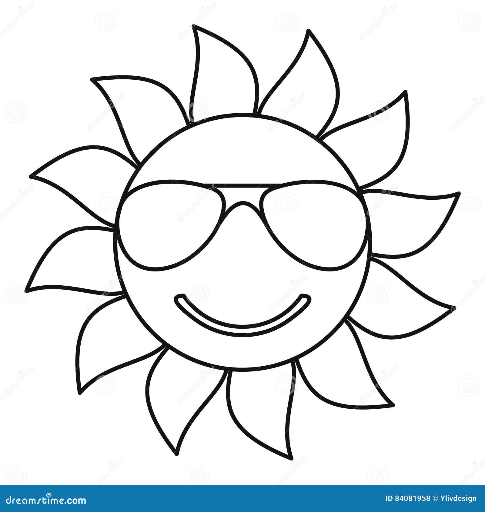 Sun icon, outline style stock vector. Illustration of black - 84081958