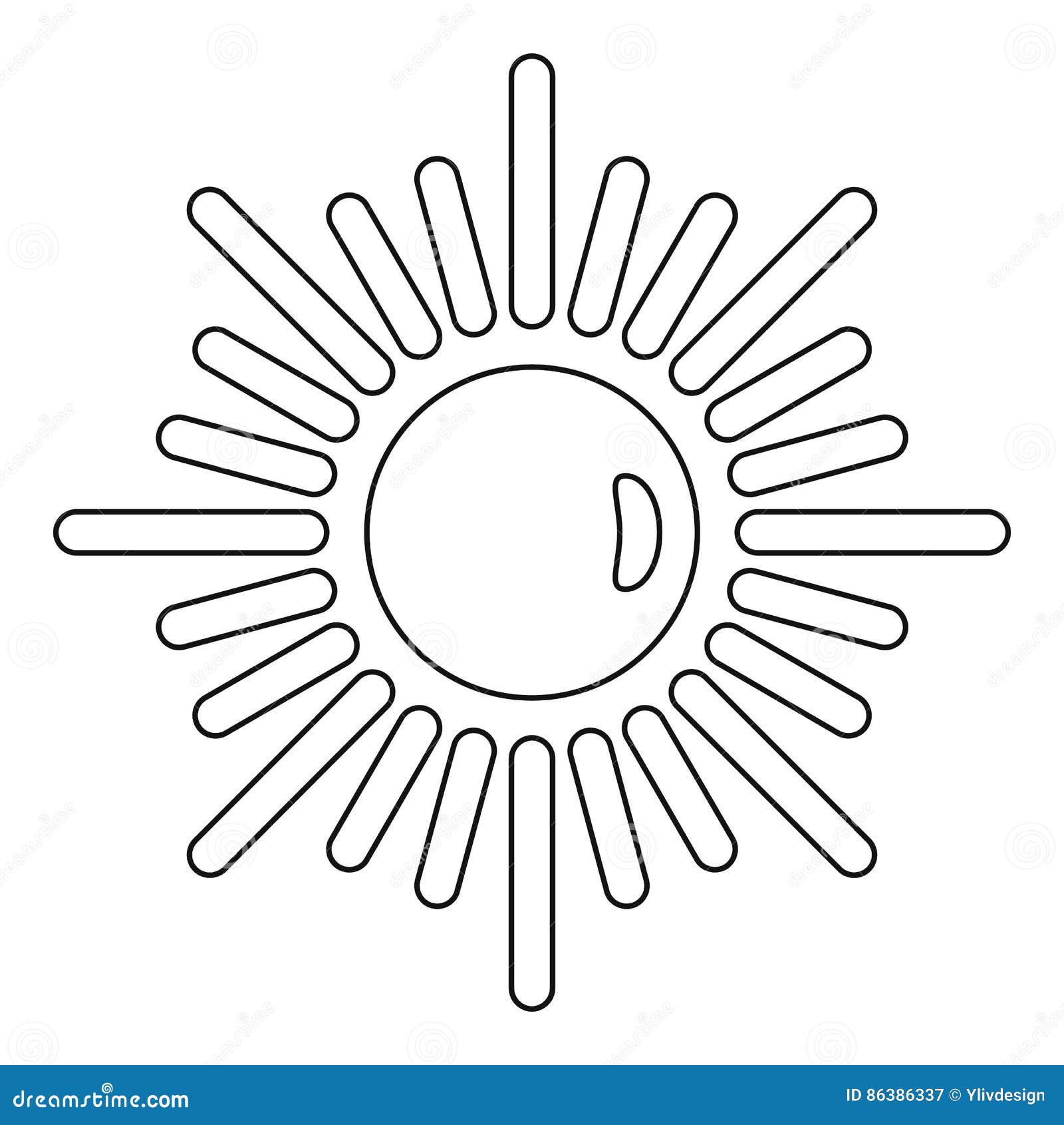 Sun icon, outline style stock vector. Illustration of symbol - 86386337