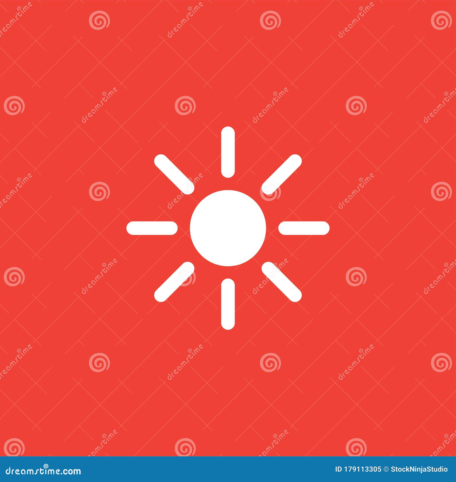 Sun Icon on Red Background. Red Flat Style Vector Illustration Stock ...