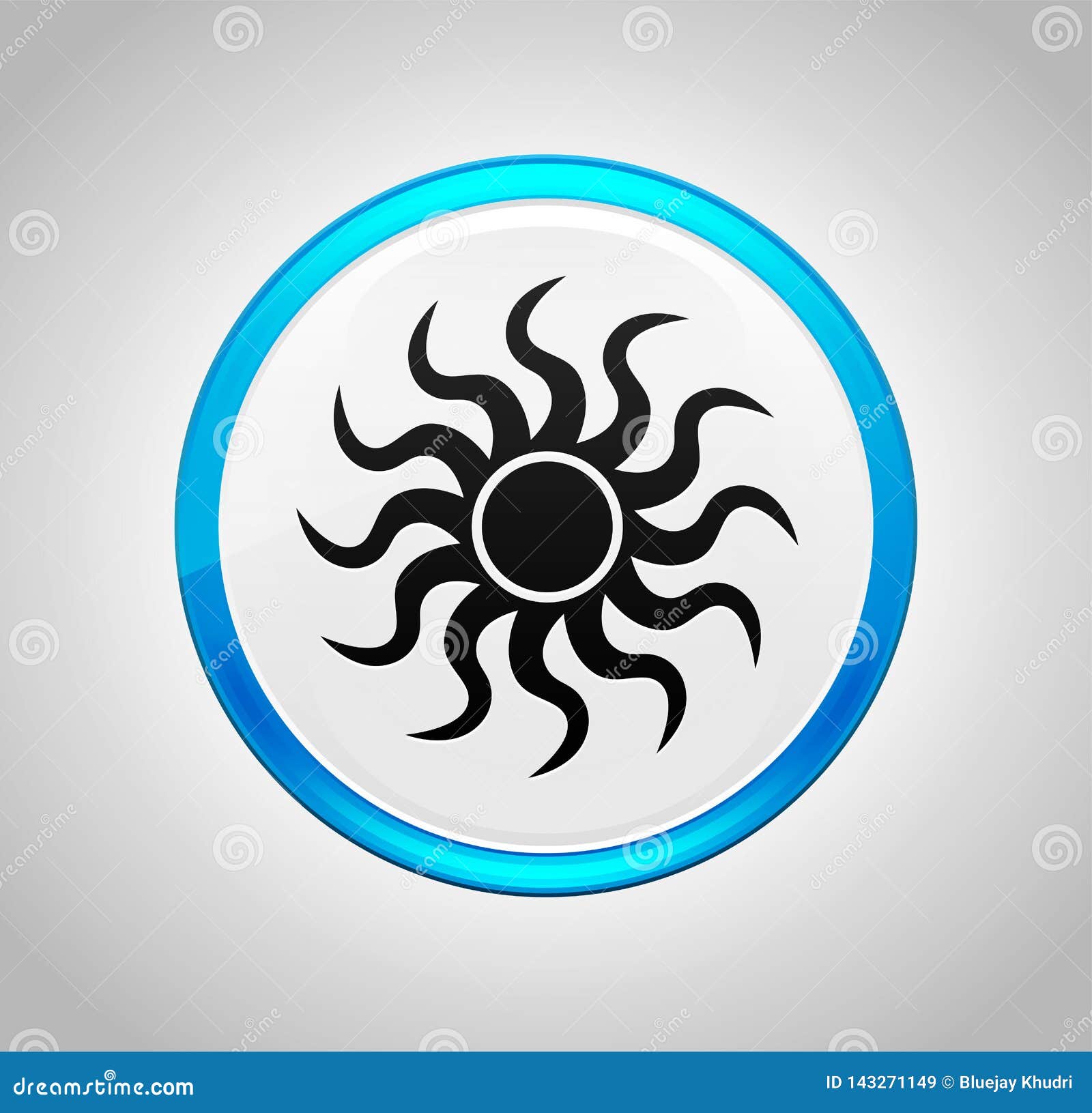 Sun Icon Round Blue Push Button Stock Illustration - Illustration of ...