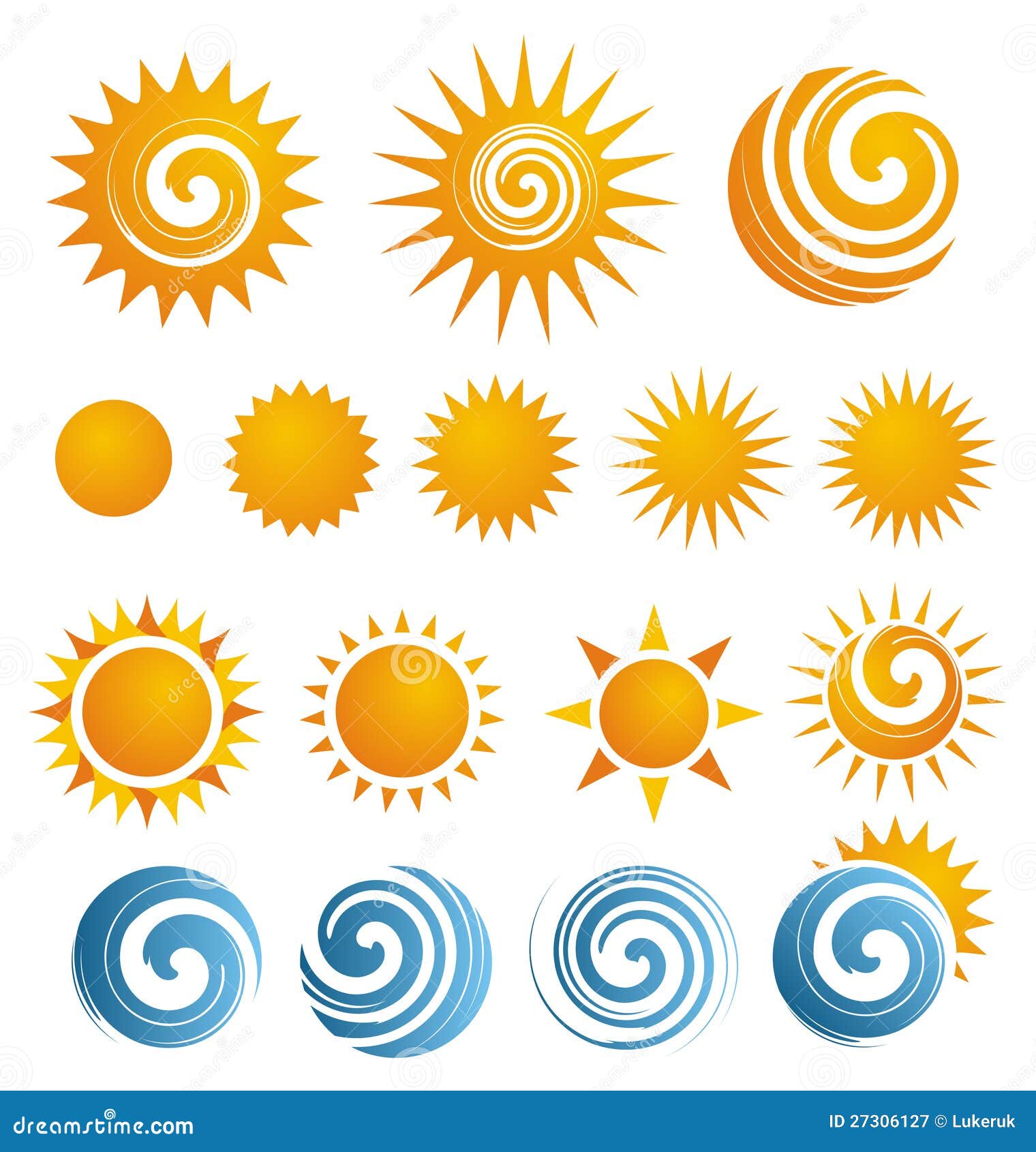 Sun icon set stock vector. Illustration of water, swirl - 27306127