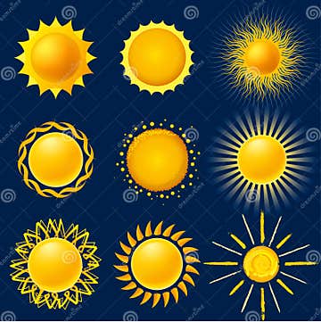 Sun icon set stock vector. Illustration of energy, sunbeam - 27950892
