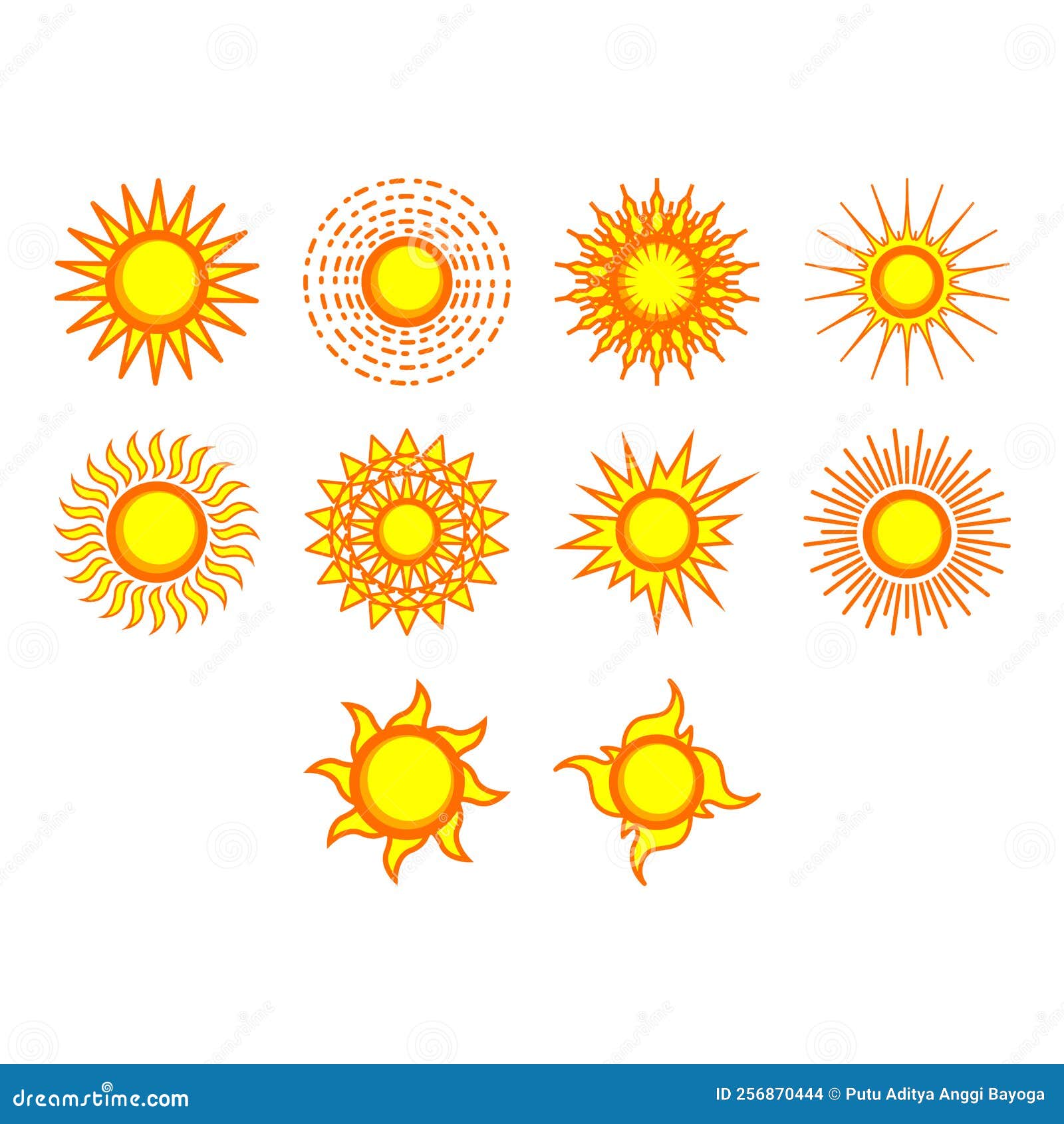 Sun icon set stock vector. Illustration of weather, simple - 256870444