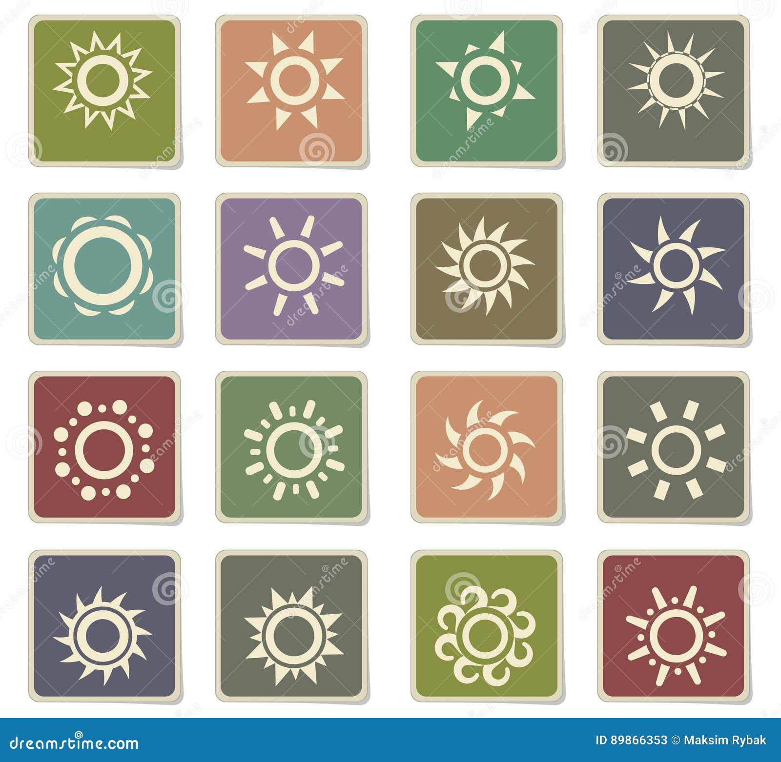 Sun icon set stock illustration. Illustration of warm - 89866353