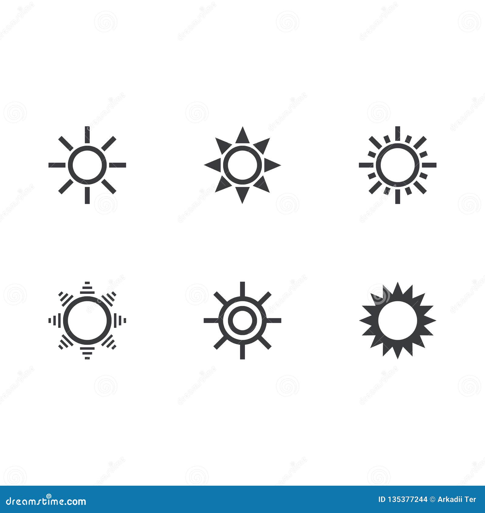 Sun Icon Set. Vector Icon. Sun Symbol. Weather Icon. Meteorology Sign ...
