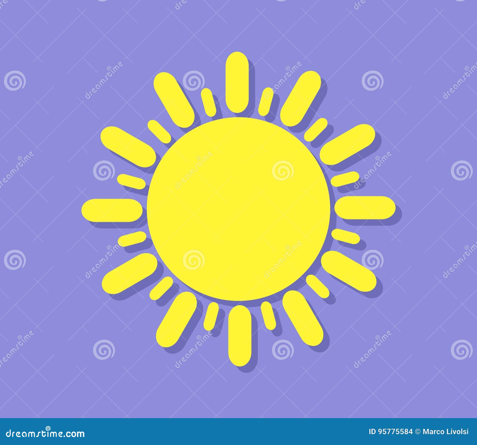 Sun icon with shadow stock illustration. Illustration of object - 95775584