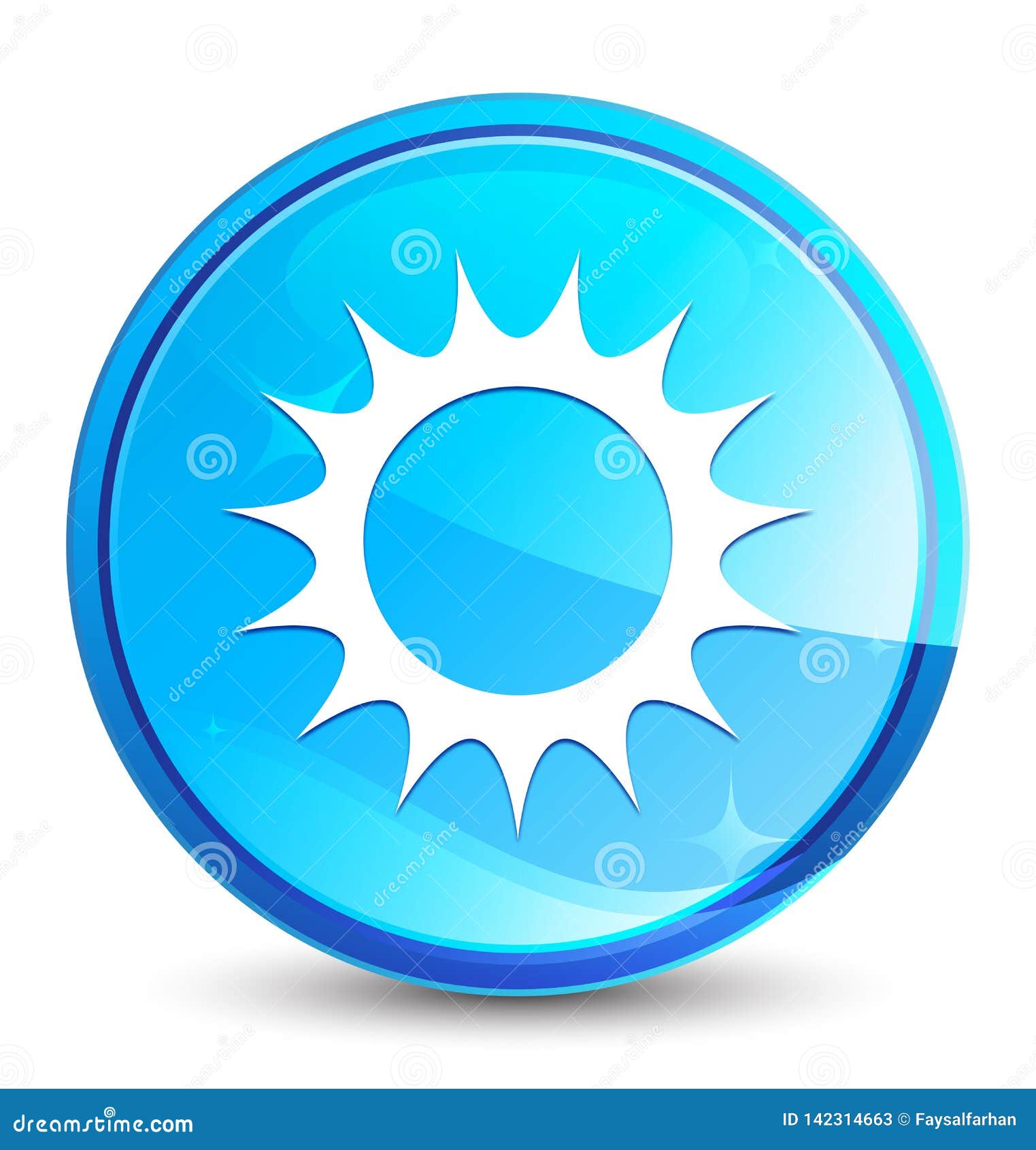 Sun Icon Splash Natural Blue Round Button Stock Vector - Illustration ...
