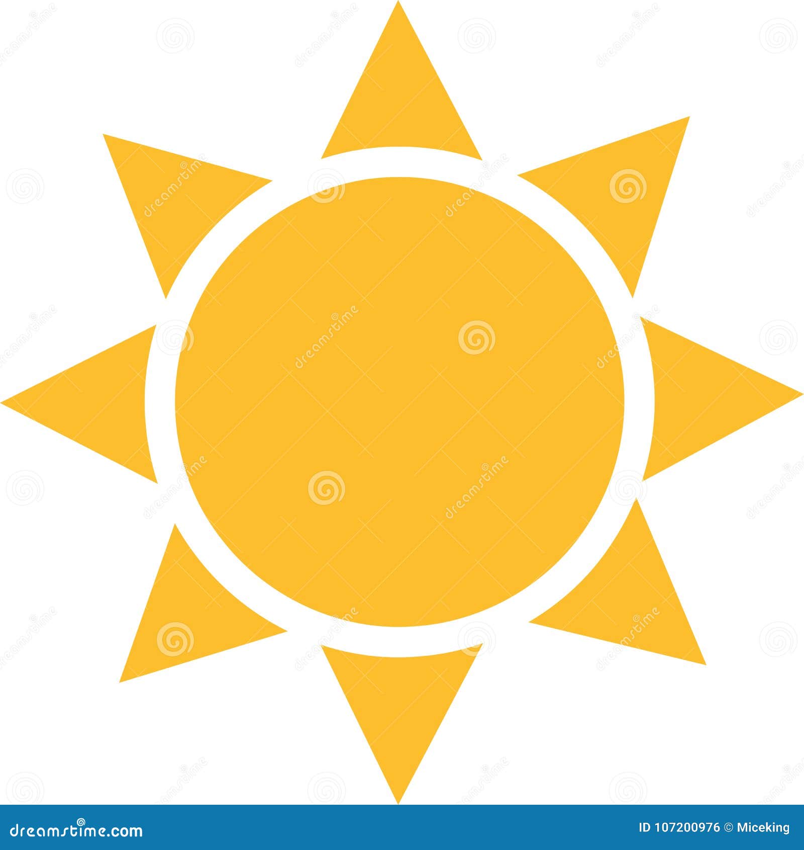 Sun Icon with Squared Sunrays Stock Vector - Illustration of sunlight ...