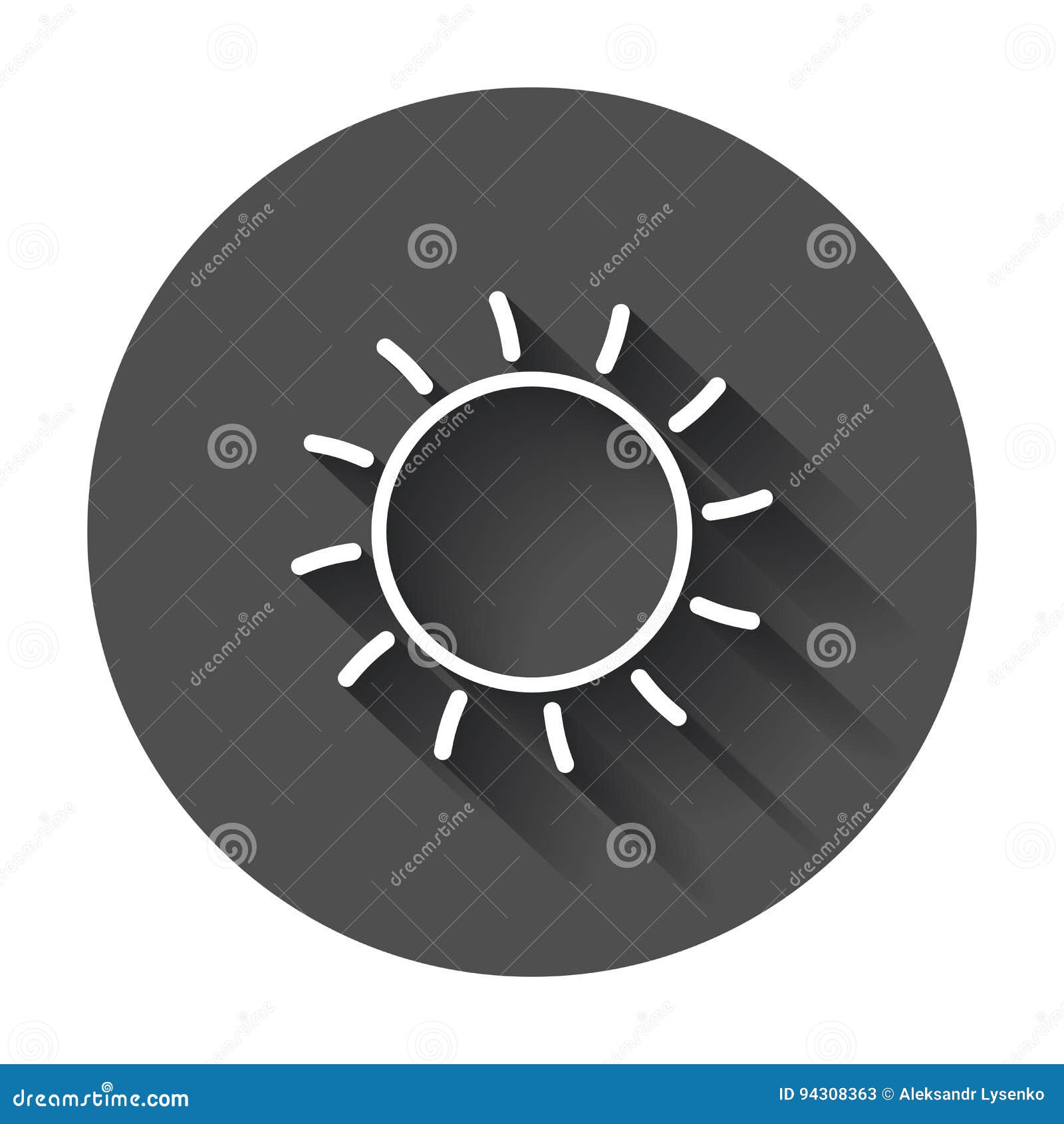 Sun Icon Vector Illustration. Sun with Ray Symbol with Long Shad Stock ...