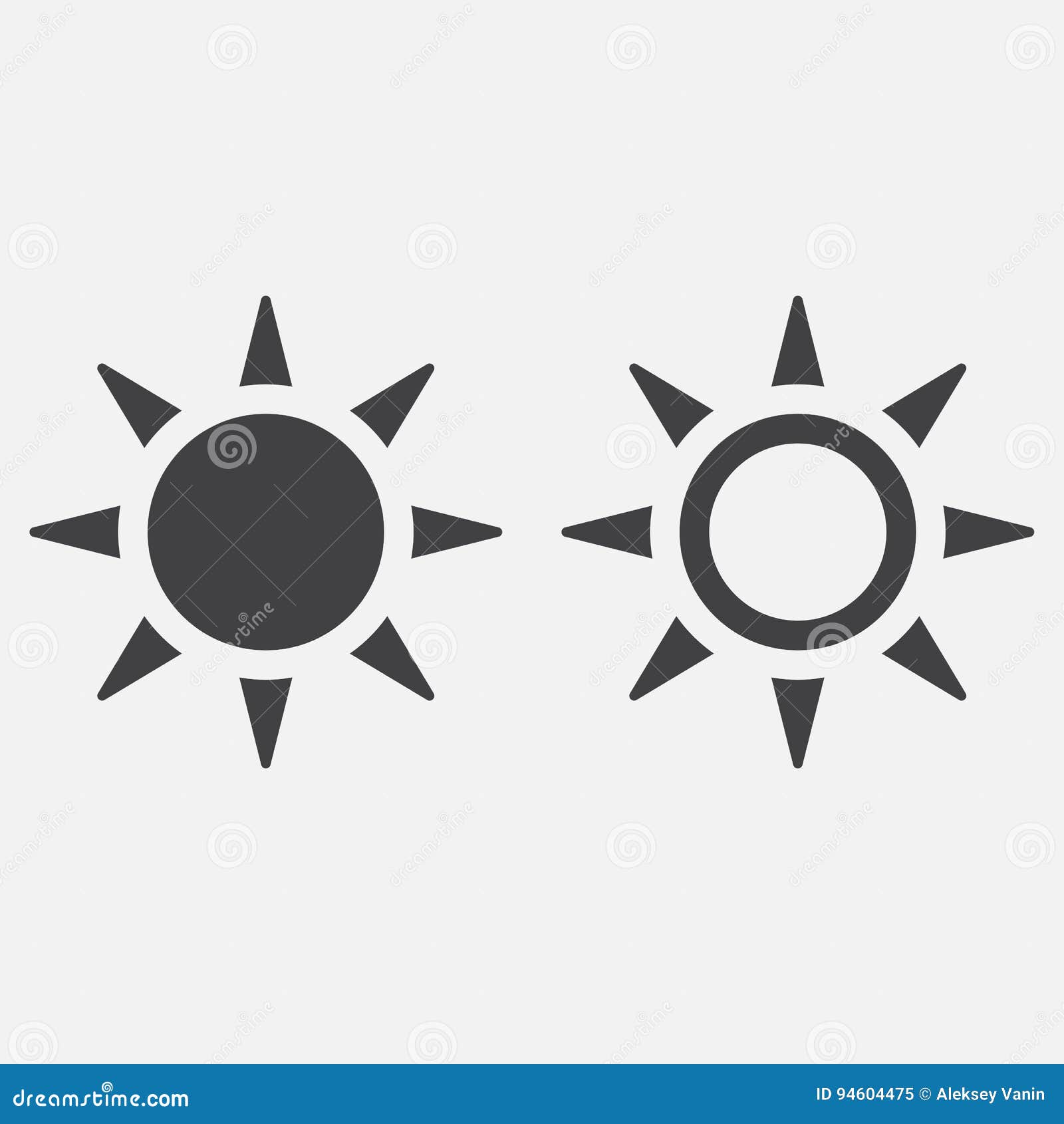 Sun Icon Vector Isolated on White. Stock Vector - Illustration of thin ...