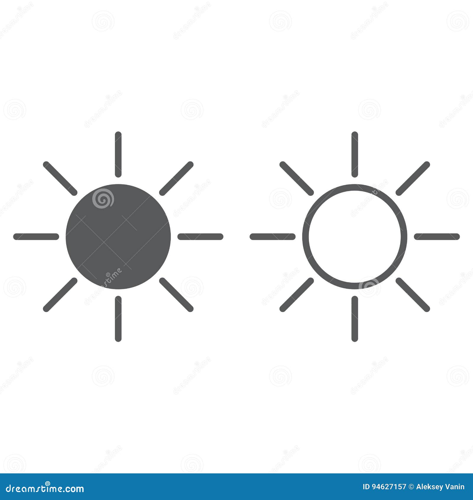 Sun Icon Vector Solid and Outline Stock Vector - Illustration of vector ...