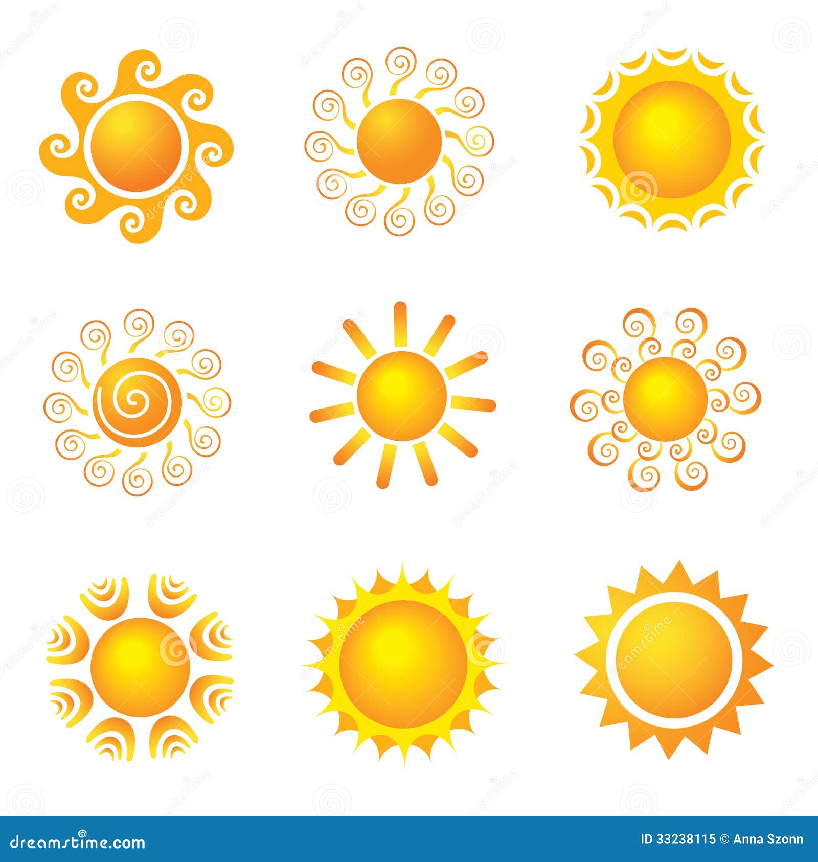 Sun Icons. Beautiful Elements for Design. Stock Vector - Illustration ...