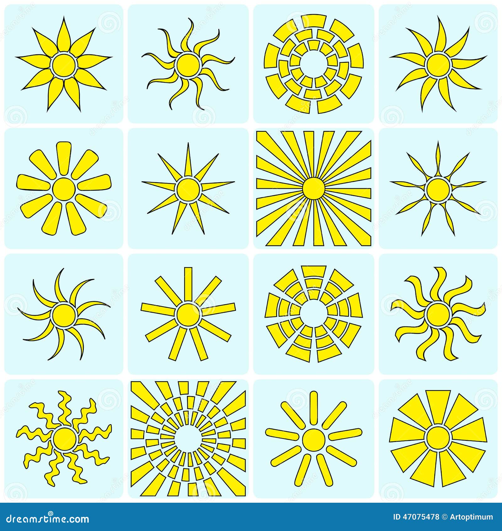 Sun icons collection stock vector. Illustration of element - 47075478