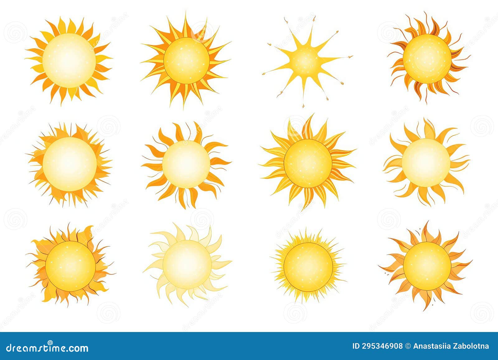 Sun Icons Drawn with an Artistic Style Stock Illustration ...