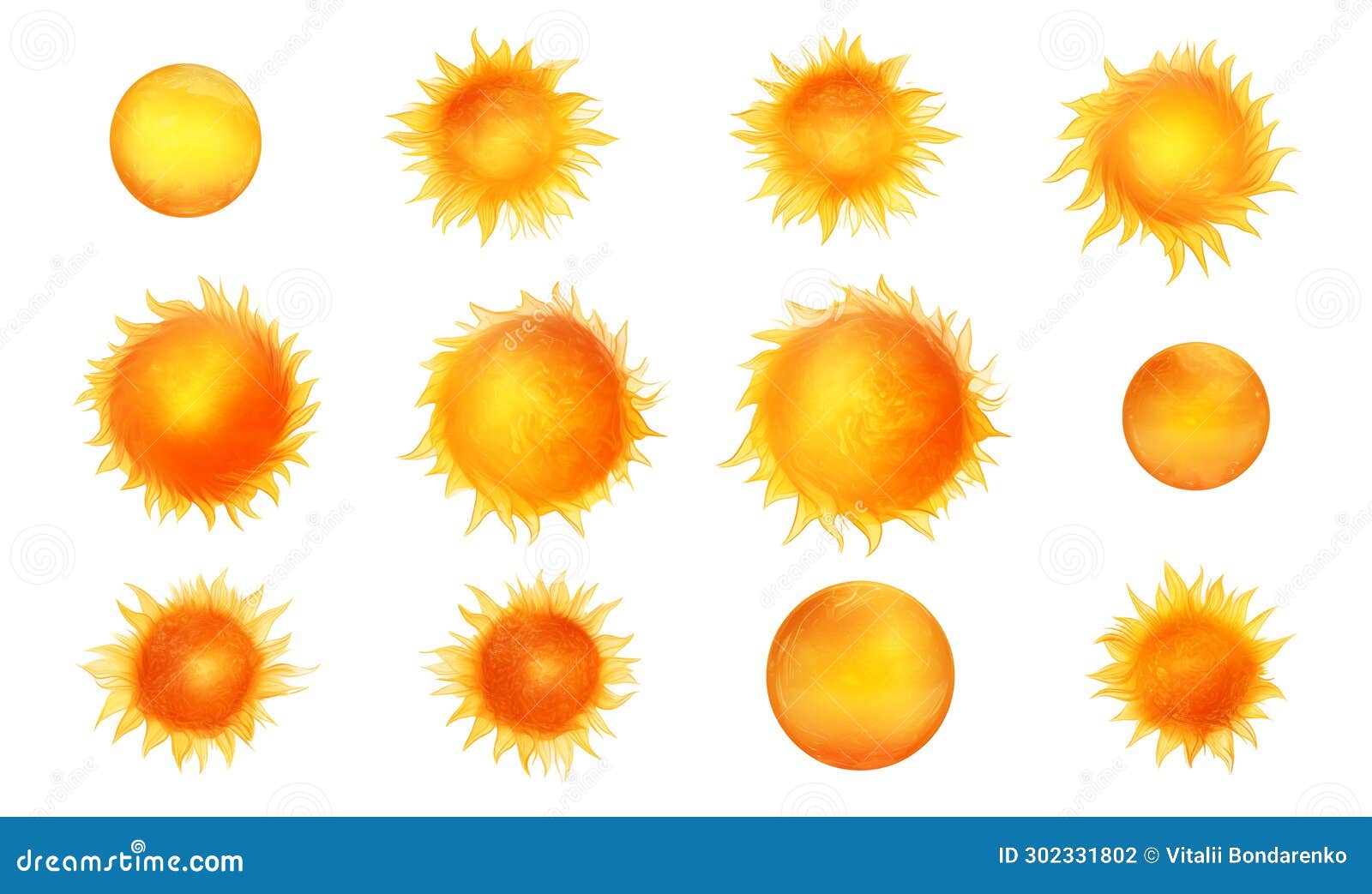 Sun Icons Set Isolated on Transparent Background. Realistic ...