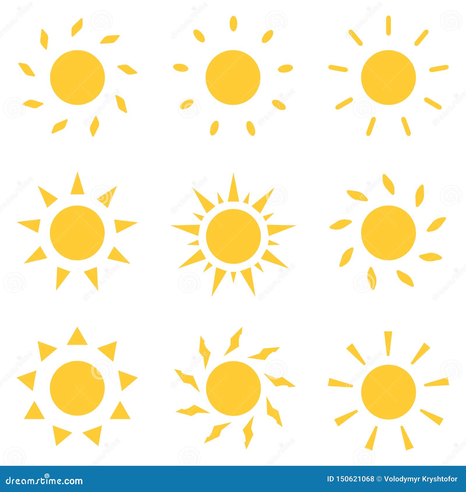 Sun Icons Set. Vector Illustration Stock Illustration - Illustration of ...