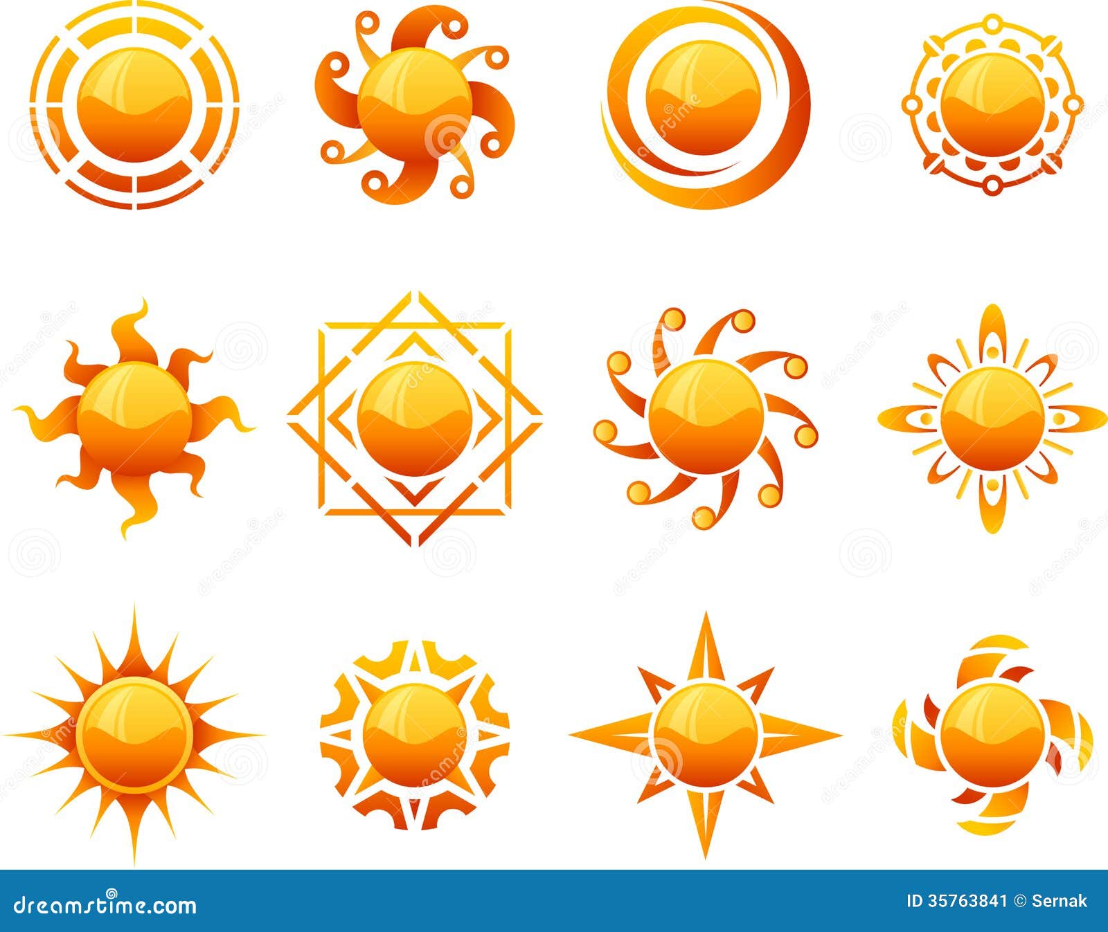 Sun icons set stock vector. Illustration of heat, symbol - 35763841
