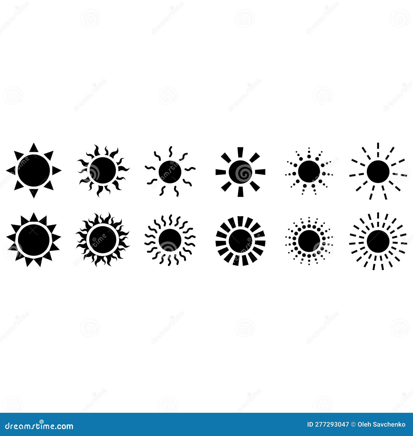 Sun Icons Set. Vector Illustration Sun Rays Stock Vector - Illustration ...