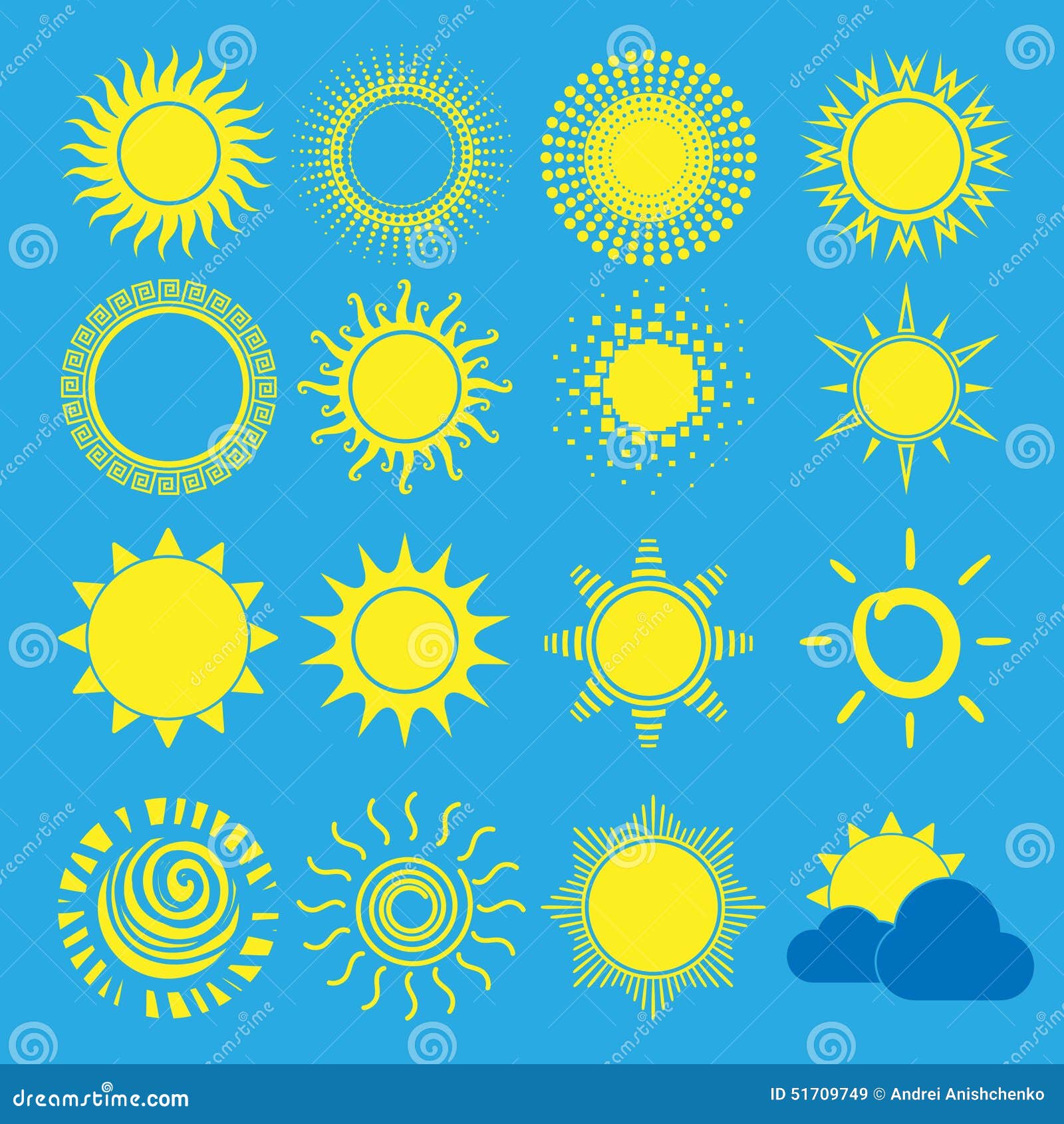 Sun icons stock vector. Illustration of creative, morning - 51709749