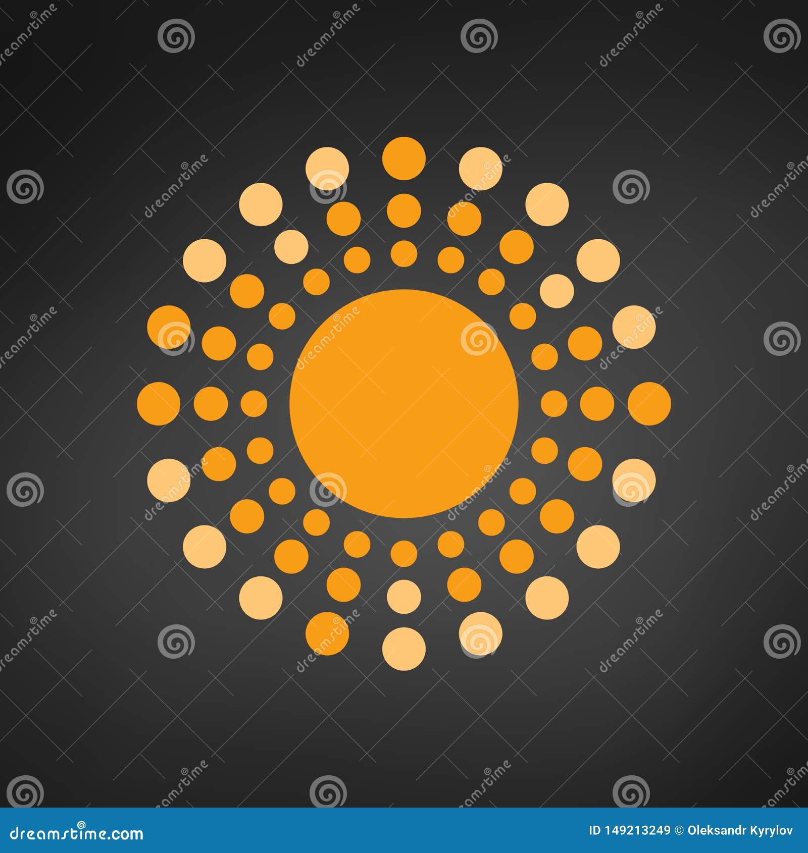 Sun Illustration with Rays Circles. Geometric Design. Vector ...