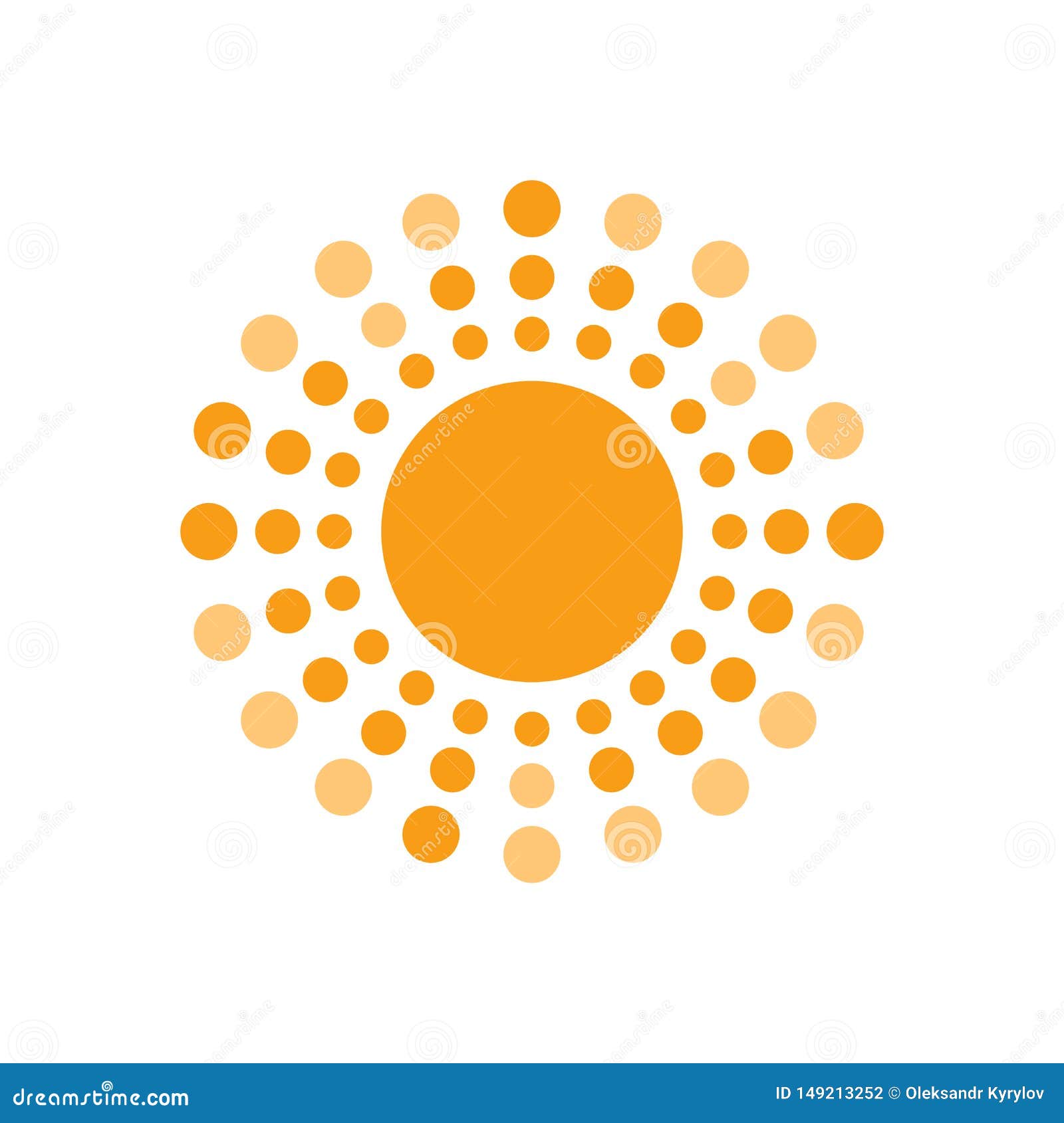 Sun Illustration with Rays Circles. Geometric Design. Vector ...