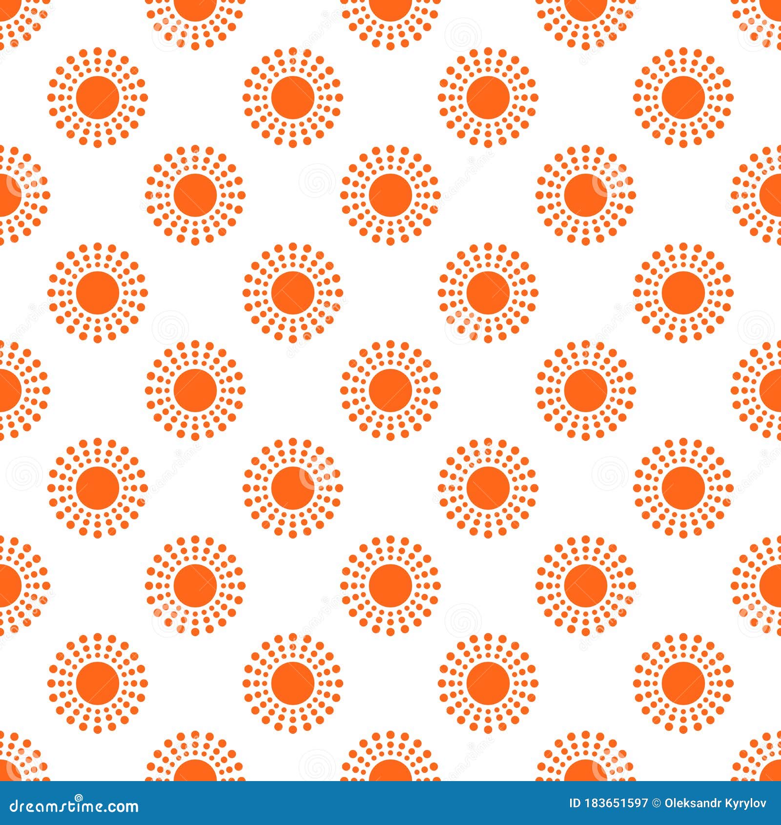 Sun Illustration with Rays Circles Seamless Pattern. Vector ...
