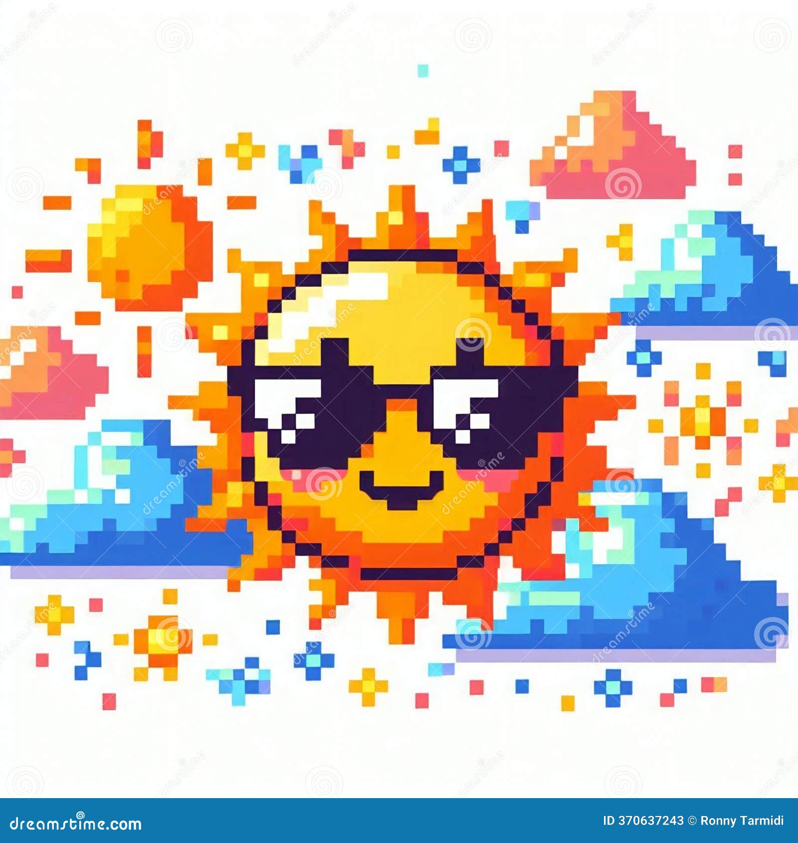 Sun Illustrator Design Wearing Glasses ,pixel Art Royalty-Free Stock Photography | CartoonDealer ...