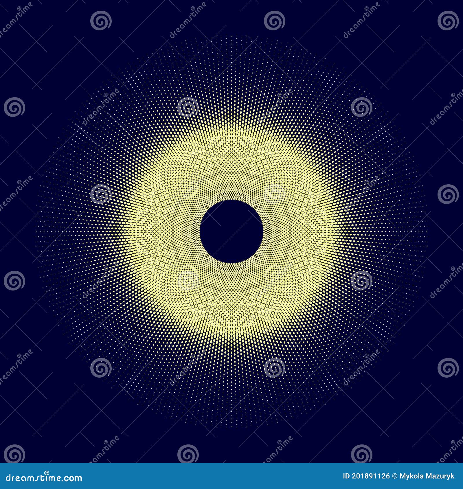 Sun Image with Hexagons with Halftone Effect Stock Vector ...