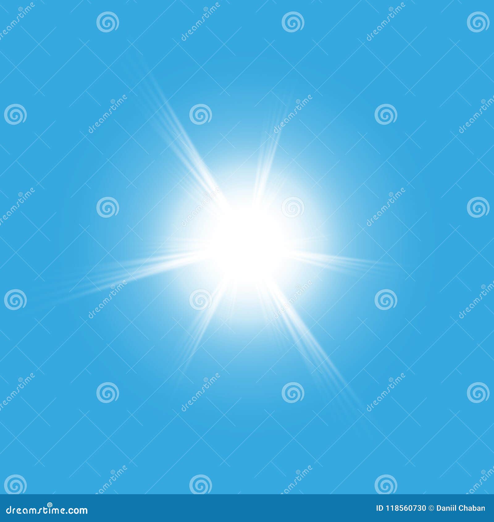 Sun Isolated on Blue Background. Vector Illustration Stock Vector ...