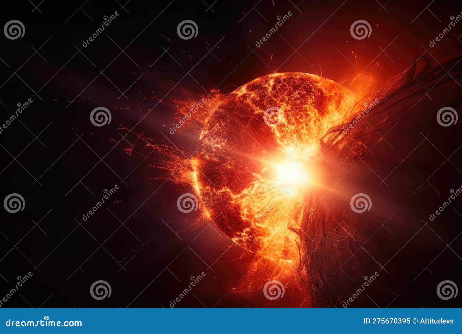 A Sun, with Its Surface Appearing To Explode in Bursts of Flames and ...