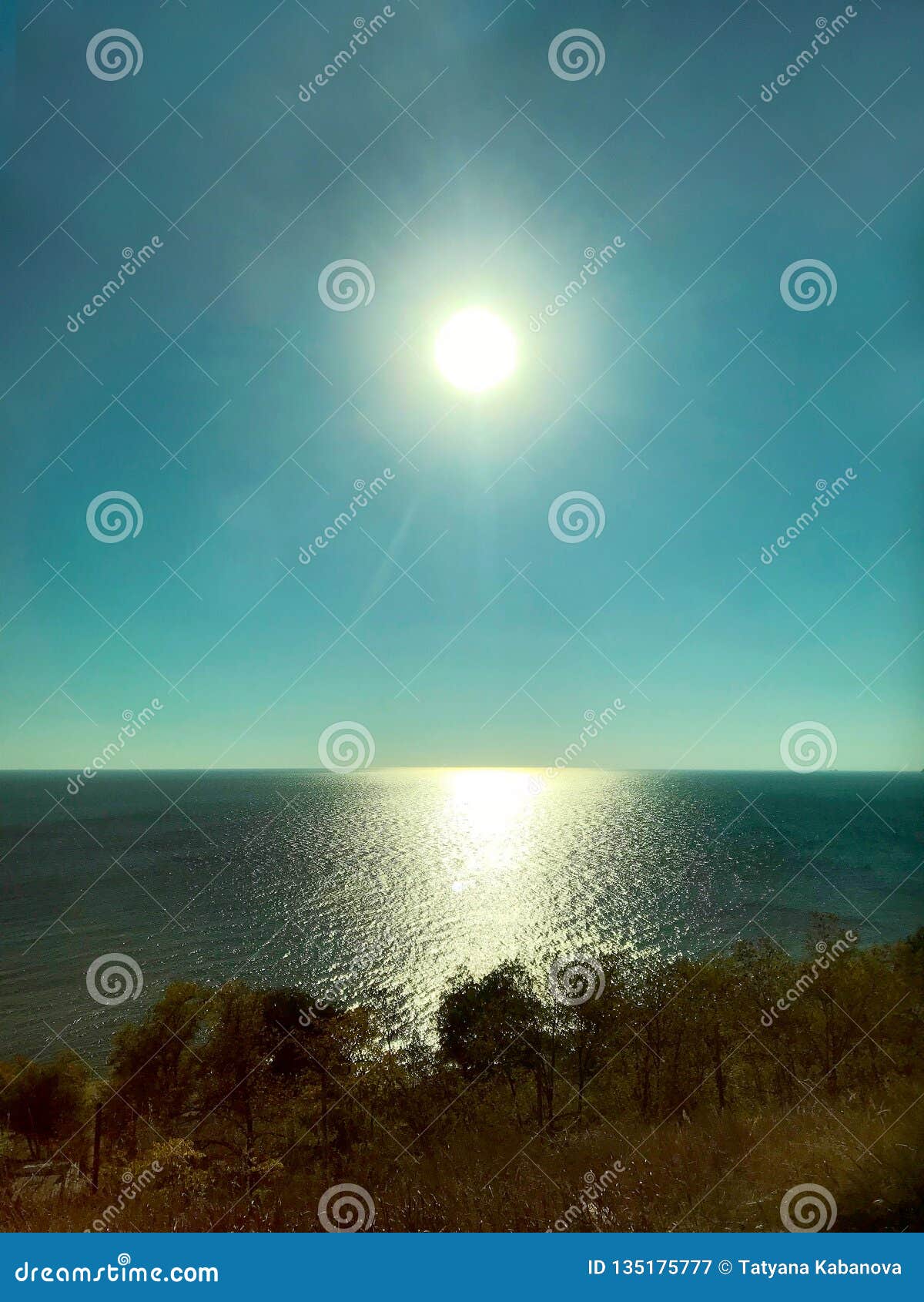 The Sun is at Its Zenith Above the Sea. Stock Image - Image of summer ...