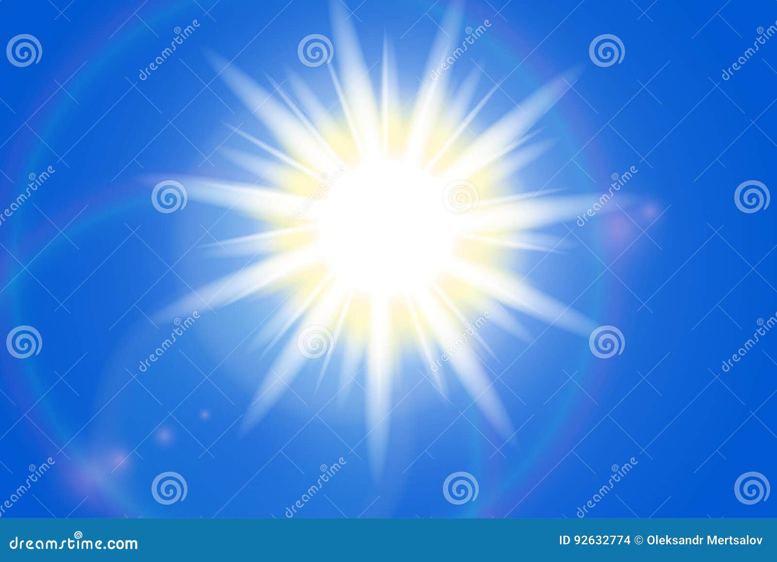 Sun with Lens Flare, Background Stock Illustration - Illustration of ...