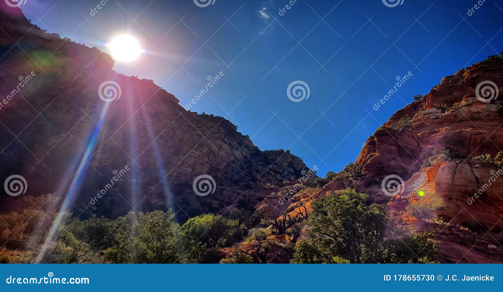 Sun light beam from Sedona stock photo. Image of sunlight - 178655730