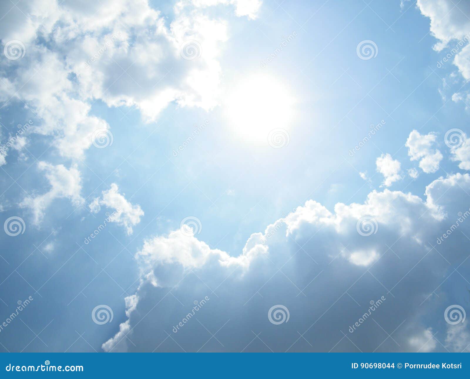 Sun light on blue sky stock photo. Image of bright, soft - 90698044