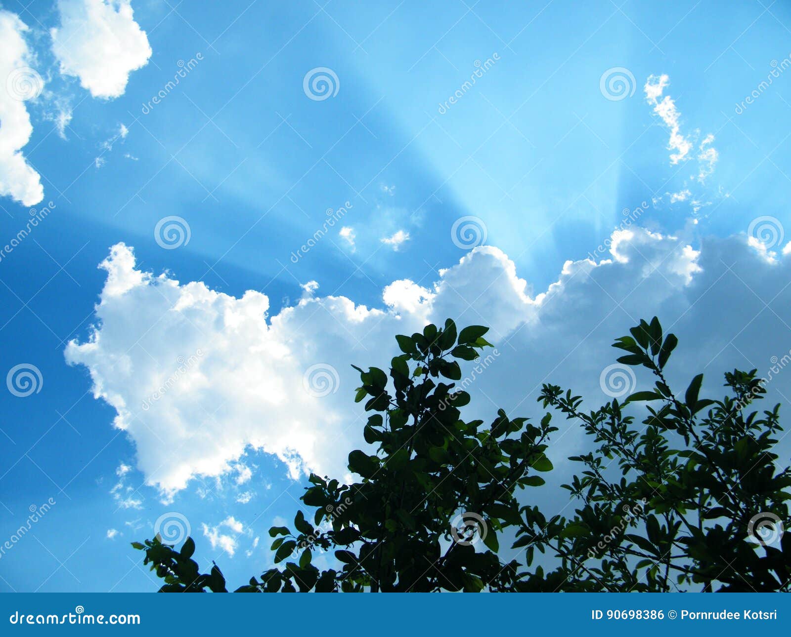 Sun light on blue sky stock photo. Image of clouds, nature - 90698386