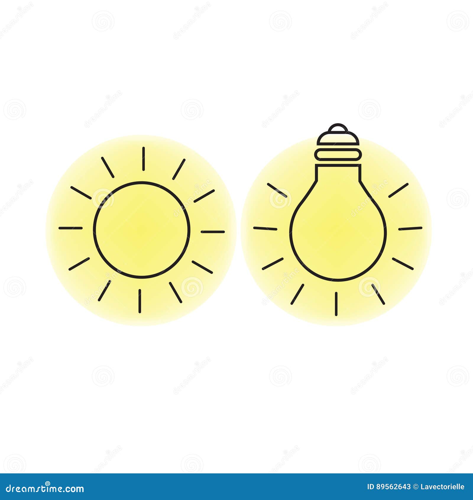 Sun and light bulb stock vector. Illustration of isolated - 89562643